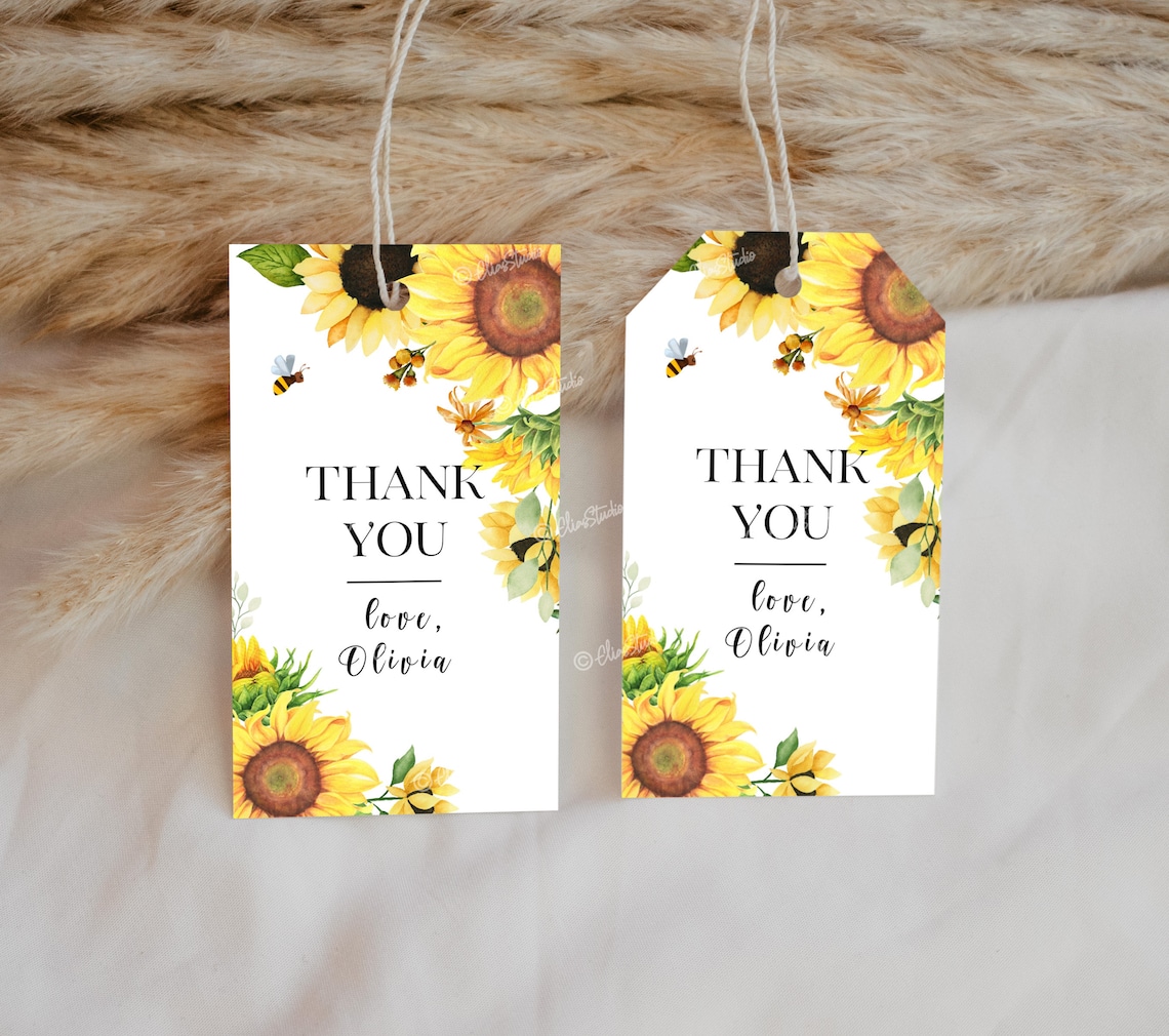 Sunflower Birthday Thank You Tags, Our Little Sunflower Gift Tags ...