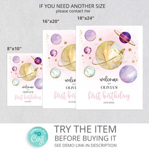 Editable Outer Space Birthday Welcome Sign | First Trip Around the Sun ...
