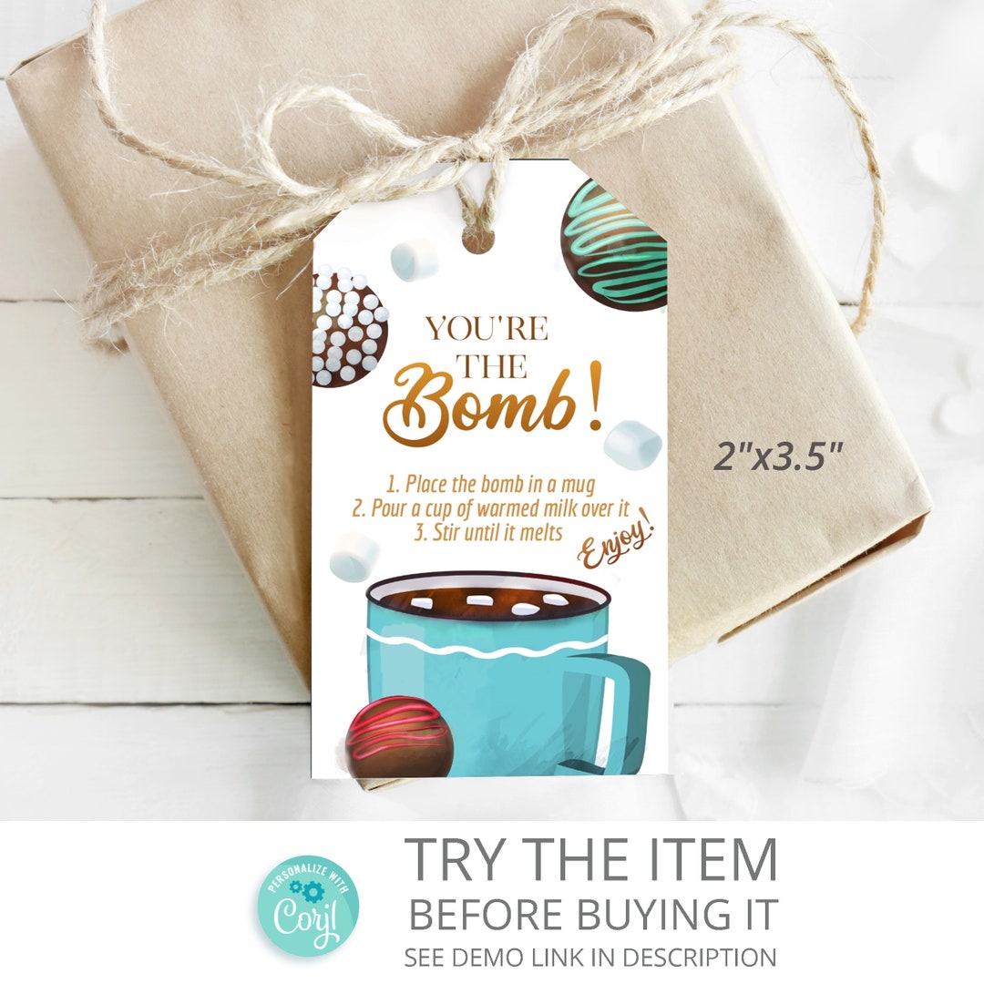 Editable Hot Chocolate Bomb Tags Hot Cocoa Bomb Instructions - Etsy