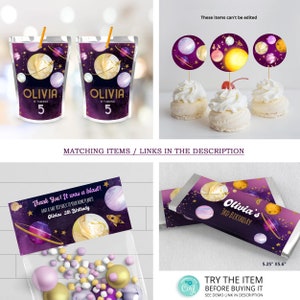 Editable Outer Space Favor Tags. Space Birthday Thank You Tags, Trip ...