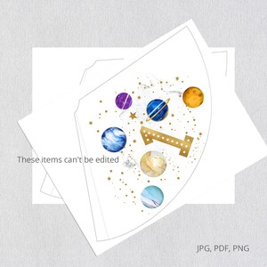 Printable Outer Space Birthday Party Hats Template | Space Party Hats ...
