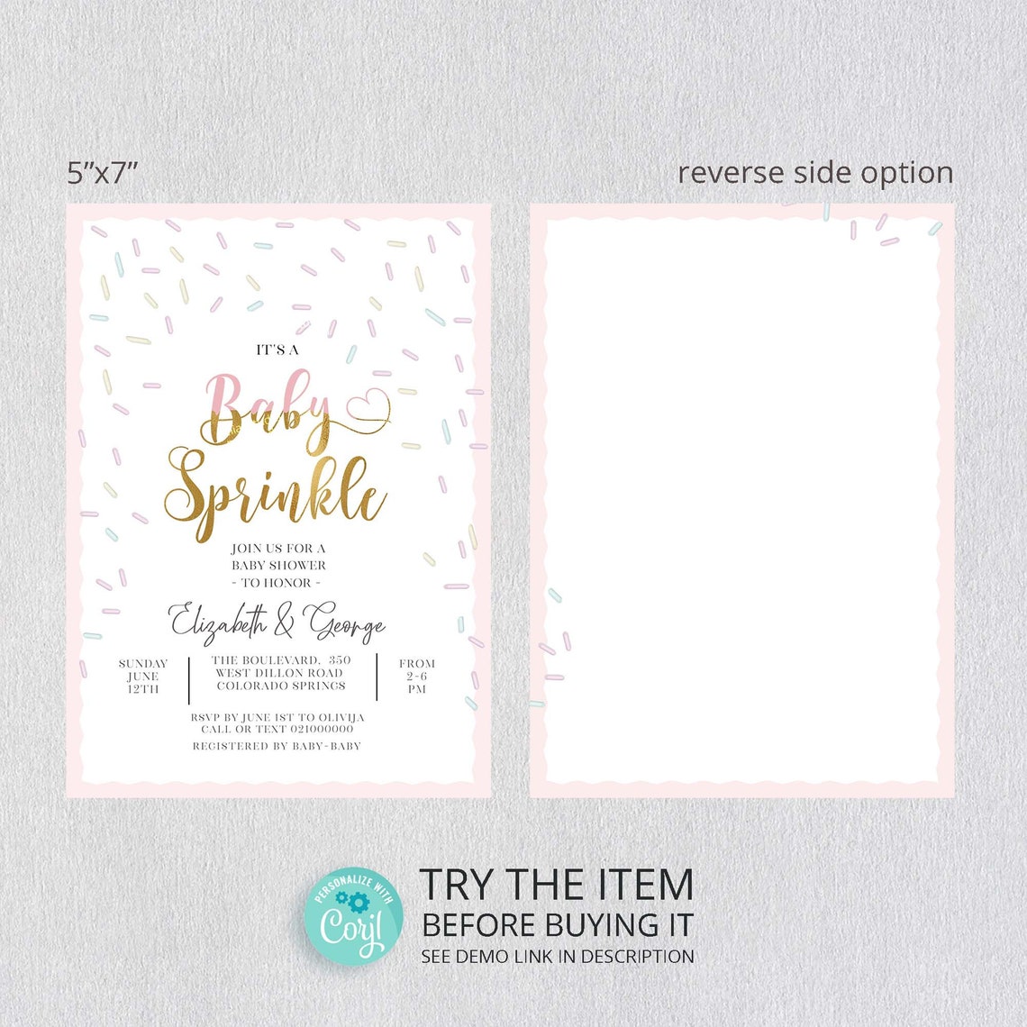 Baby Sprinkle Invitation Girl Boho Sprinkle Invite Digital Corjl ...