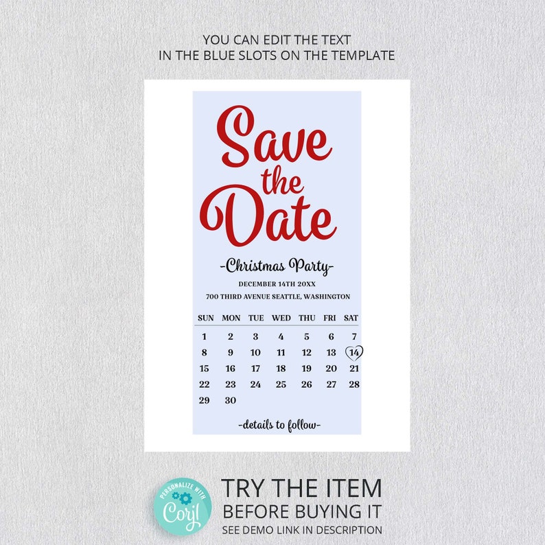 Holiday Edition Christmas Save the Date Template Christmas Party ...