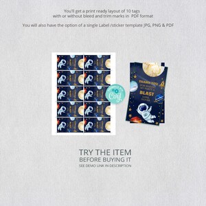 Editable Outer Space Favor Tag Space Birthday Thank You Tags, First ...