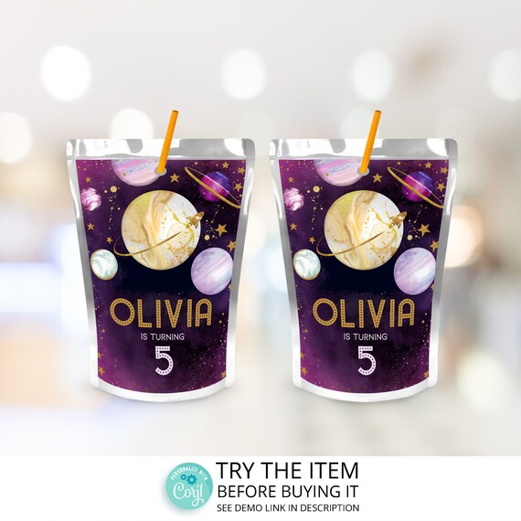 Editable Outer Space Juice Box Label Out of This World | Etsy
