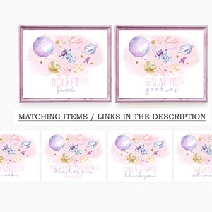 Editable Outer Space Favor Tags Pink Gold Space Birthday Thank You Tags ...