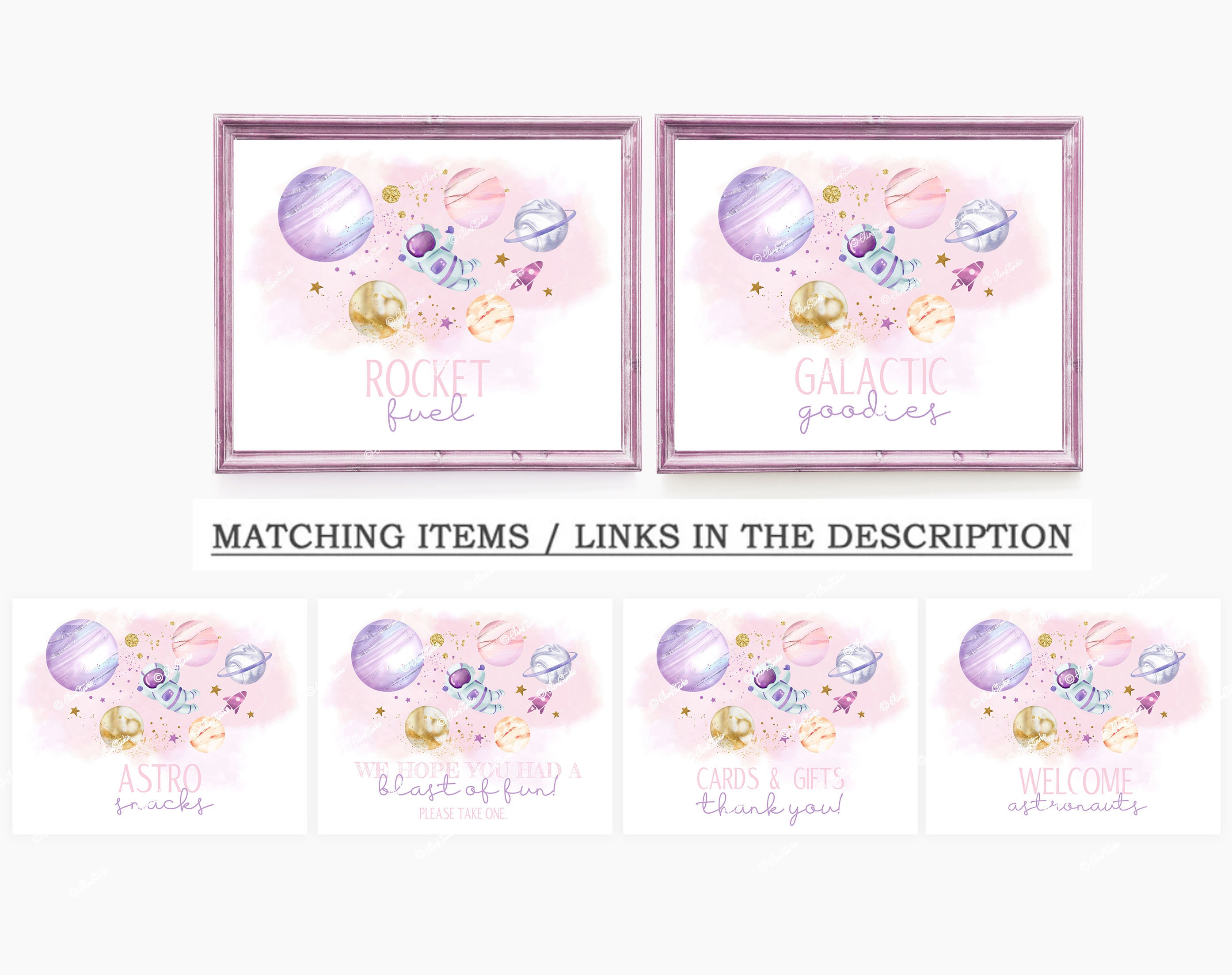 Editable Outer Space Favor Tags Pink Gold Space Birthday Thank - Etsy