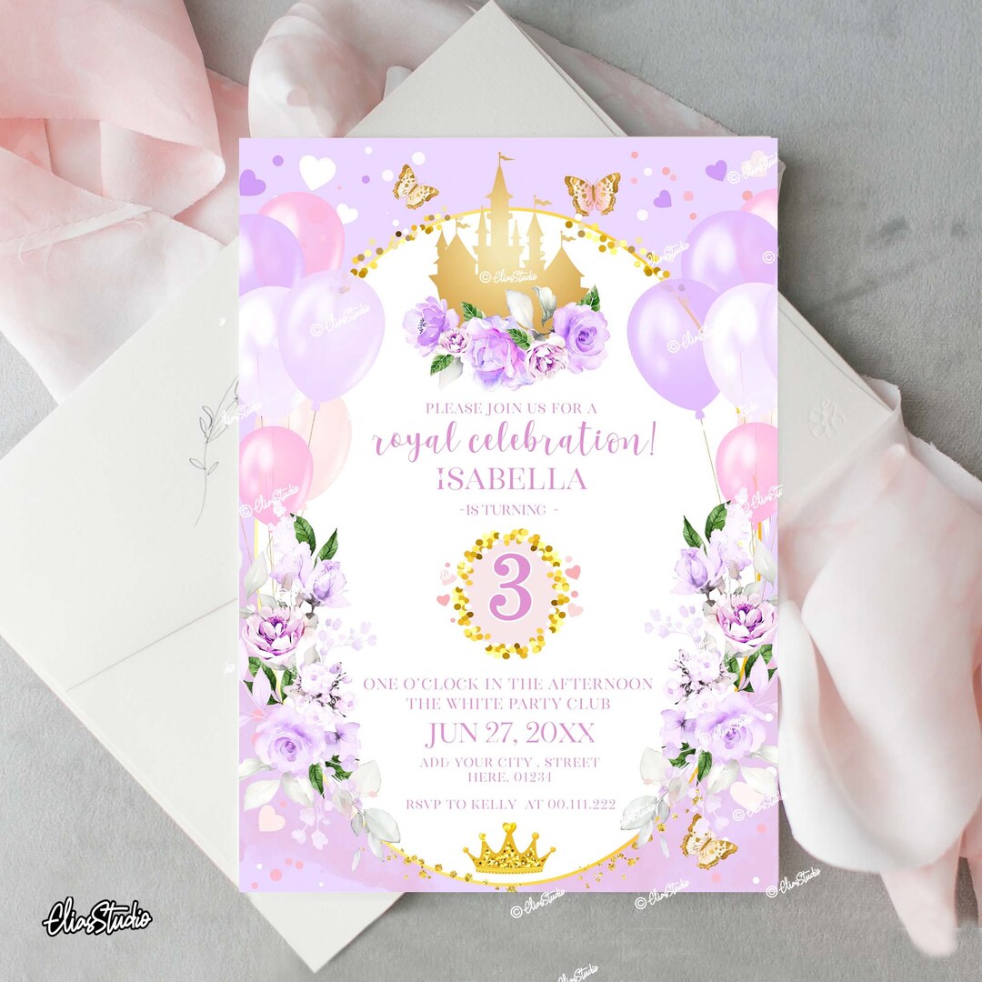 Editable Princess Birthday Invitation Template Princess - Etsy