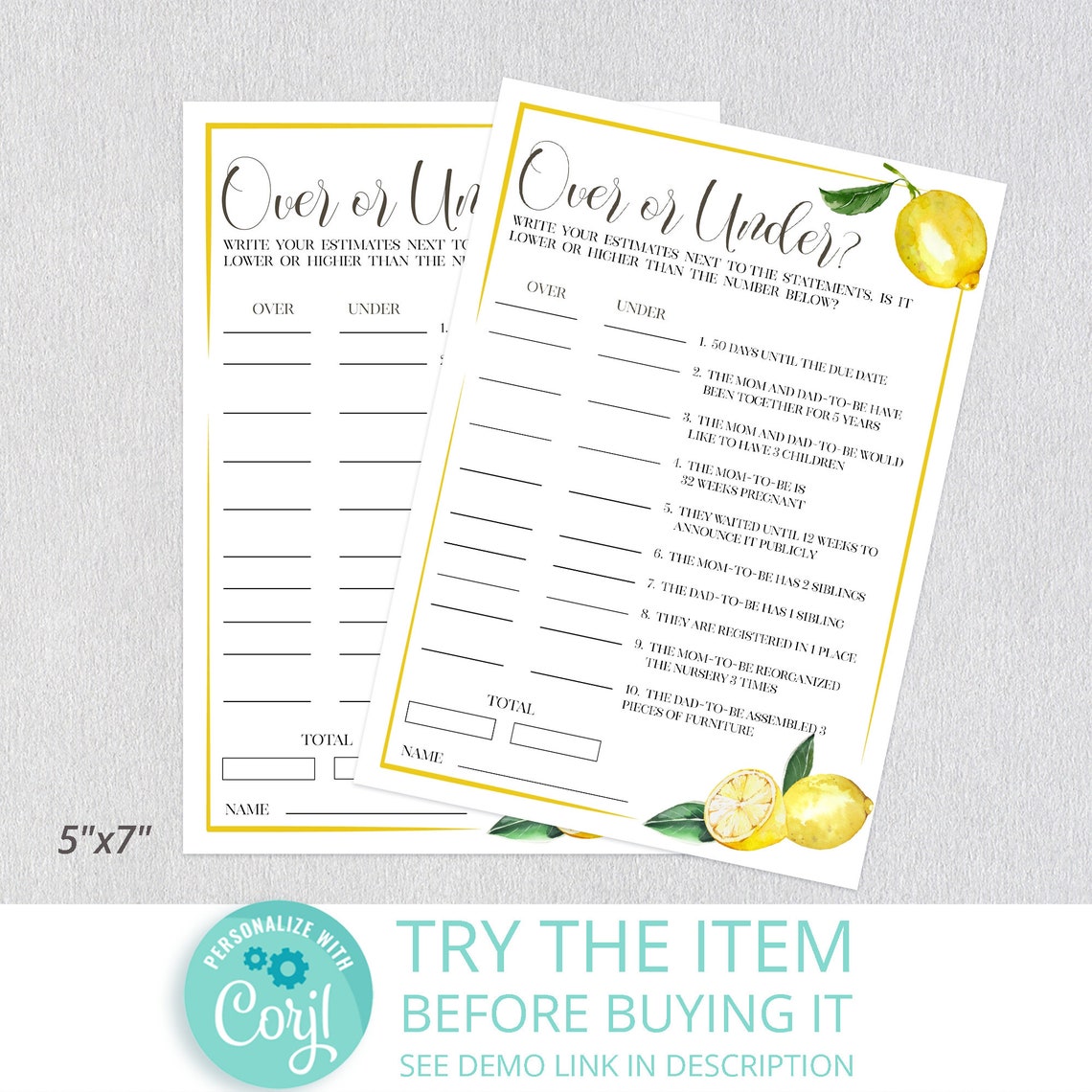 Lemon Baby Shower Games Printable Bohemian Baby Shower Games | Etsy