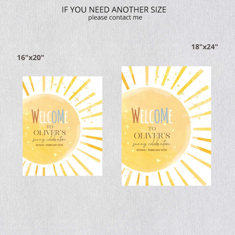 Editable Sunshine Birthday Welcome Sign | Our Little Sunshine Birthday ...