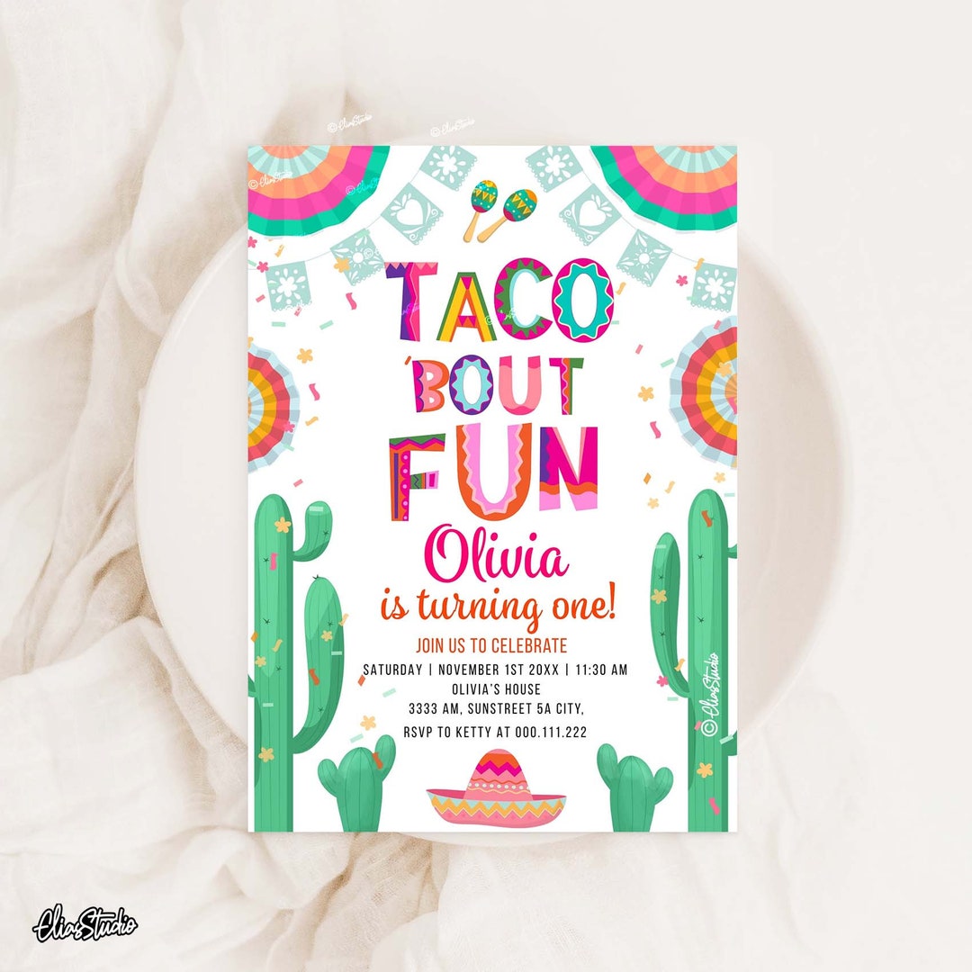 Taco Birthday Party Invitation, Fiesta Birthday Invitation, 1st ...