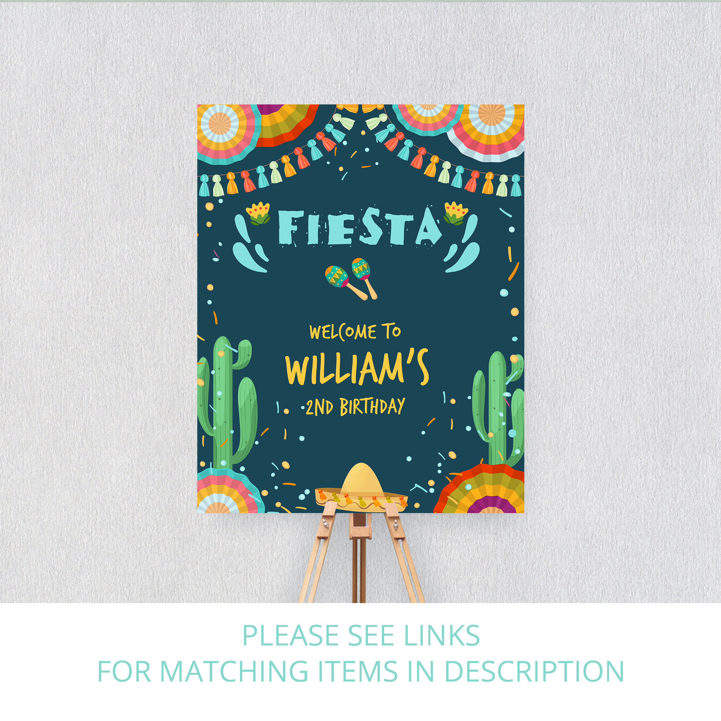 Editable Fiesta Birthday Photo Invitation Template 3rd | Etsy