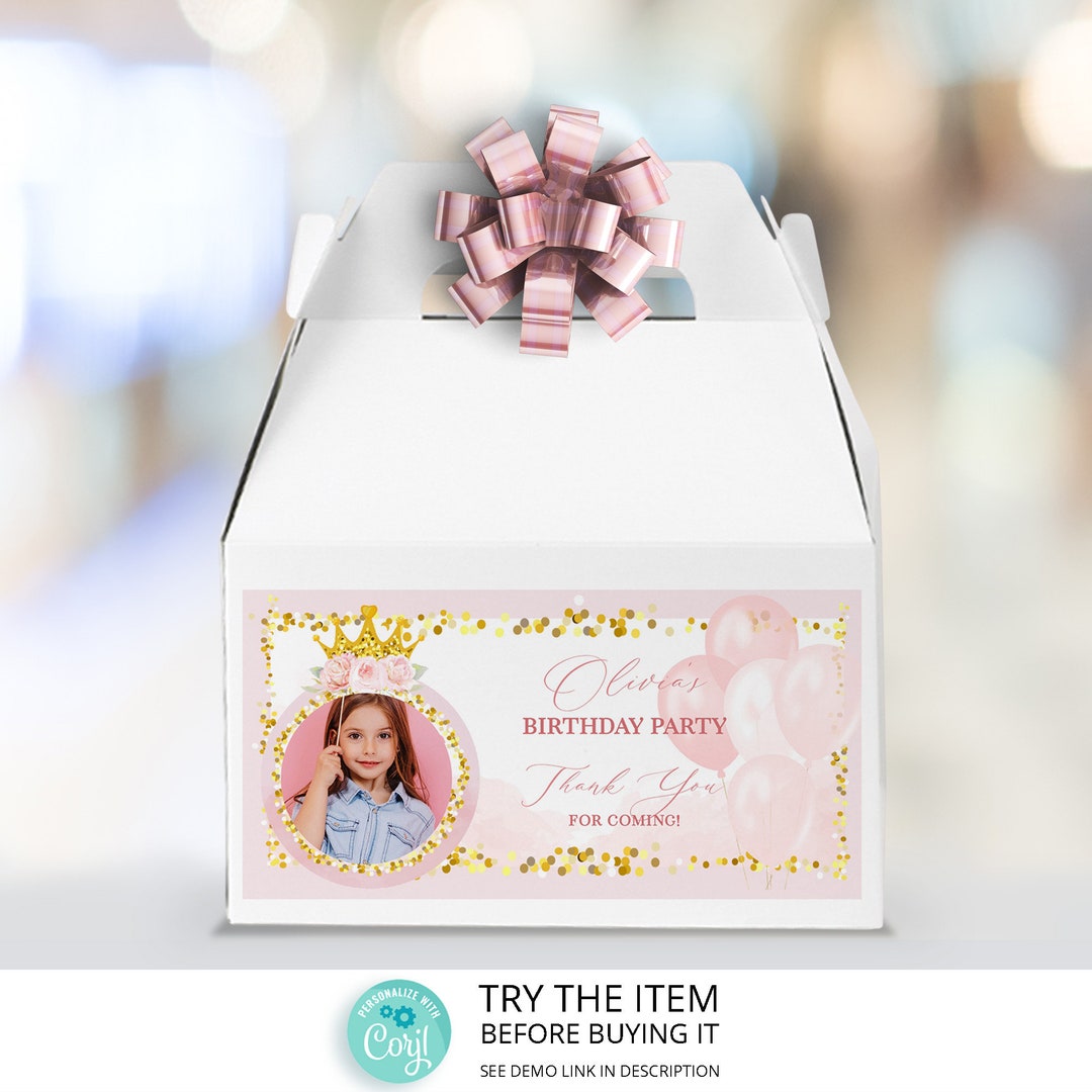 Little Princess Birthday Girl Decorations Gifts Box Label Princess ...