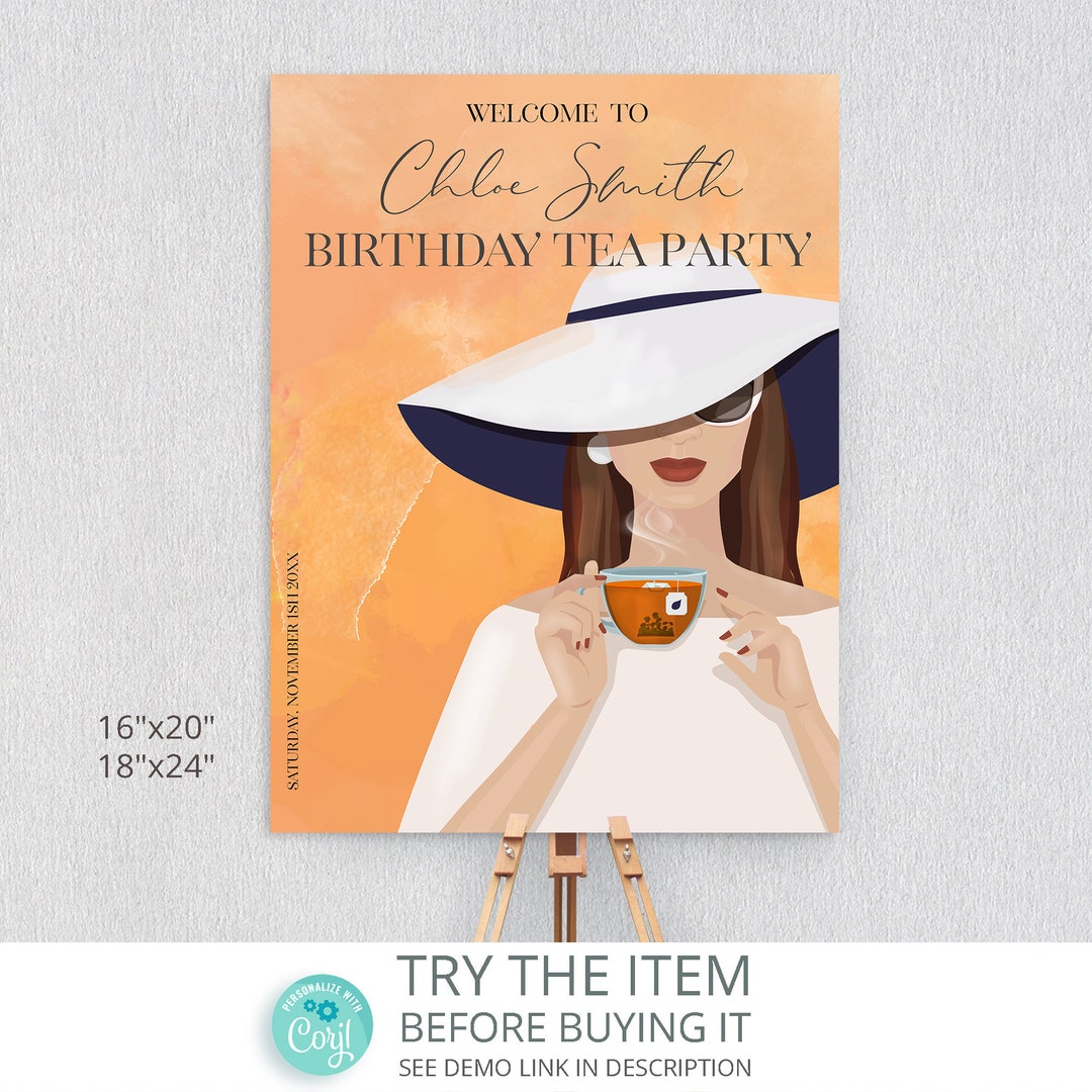 Editable Printable Tea Party Sign | Afternoon Tea Welcome Sign | Bridal ...