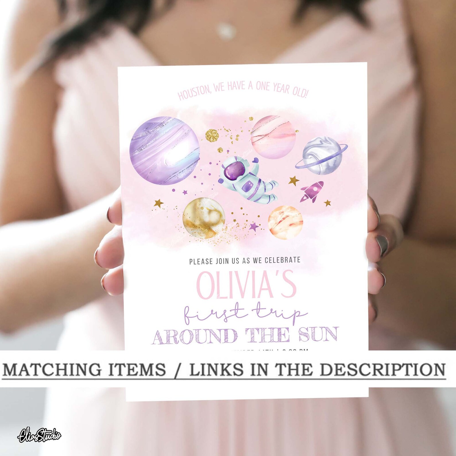 Space Photo Booth Props Printable, First Trip Around the Sun Photo ...