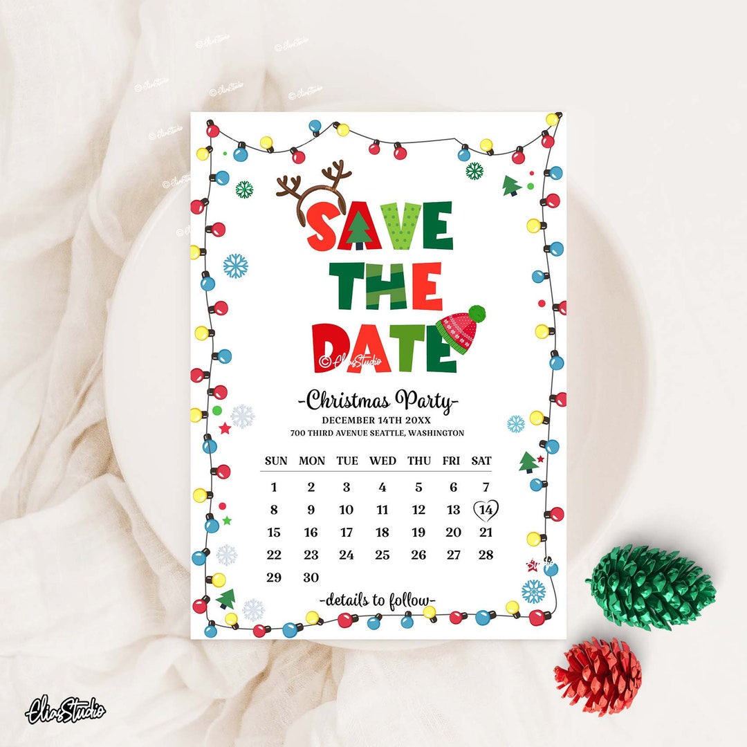 Holiday Edition Christmas Save the Date Digital Template Christmas ...