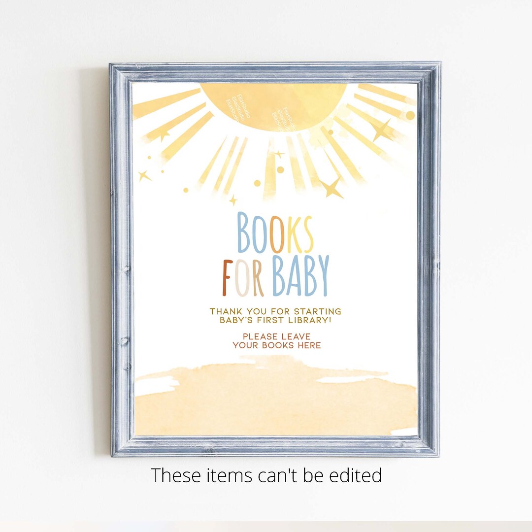Baby Shower Books for Baby's Library | Printable Sign Sunshine Baby ...