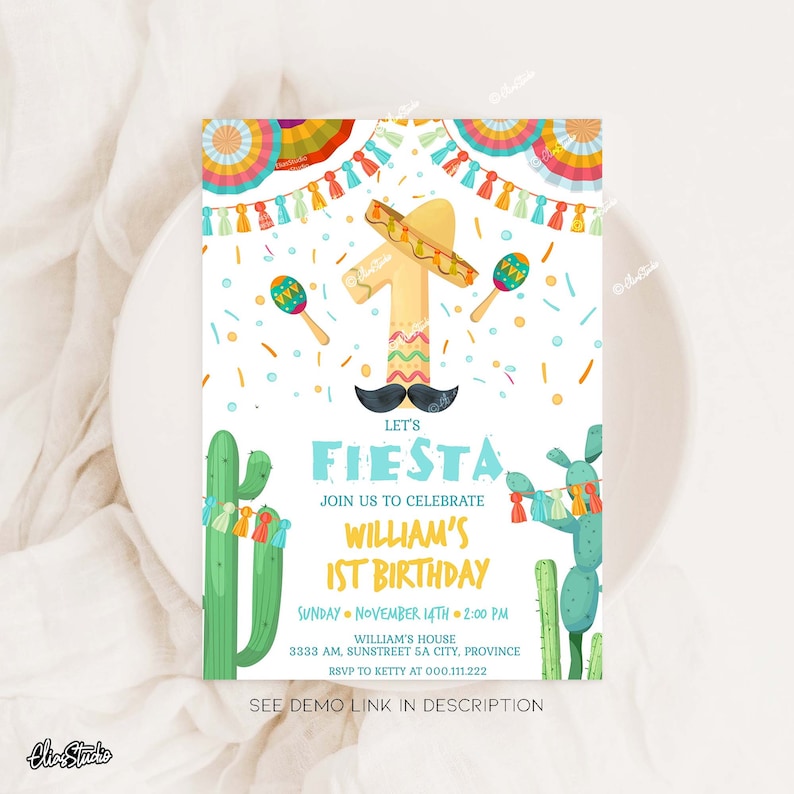 First Fiesta Invitation First Birthday Fiesta Boy - Etsy