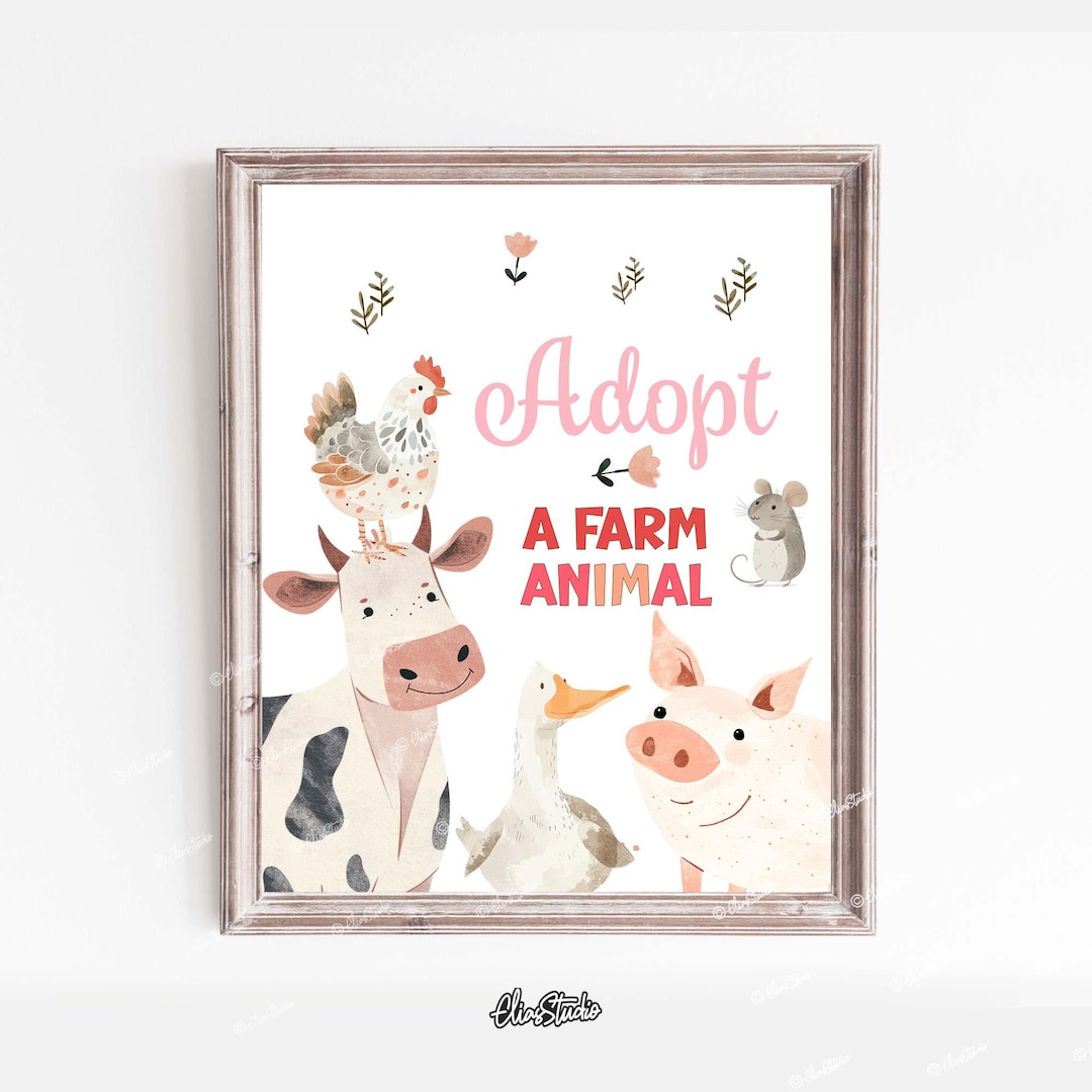 Farm Animals Birthday Decorations, Birthday Sign Template, Adopt A Farm ...