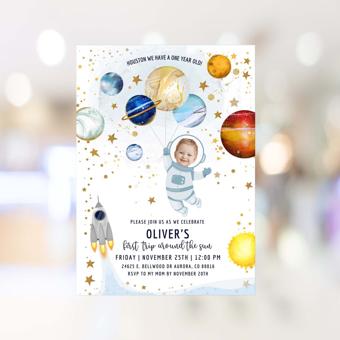 Editable Space Birthday Invitation Personalized With Your Photo DIGITAL ...