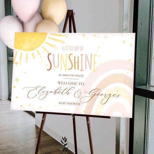 Editable Sunshine Baby Shower Welcome Sign Boho Sunshine - Etsy