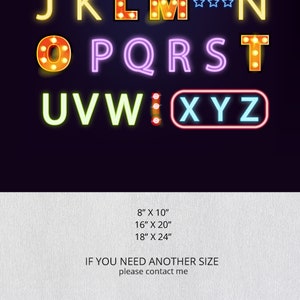 Neon Alphabet Printable Neon Light Font ABC Poster, Educational Art ...