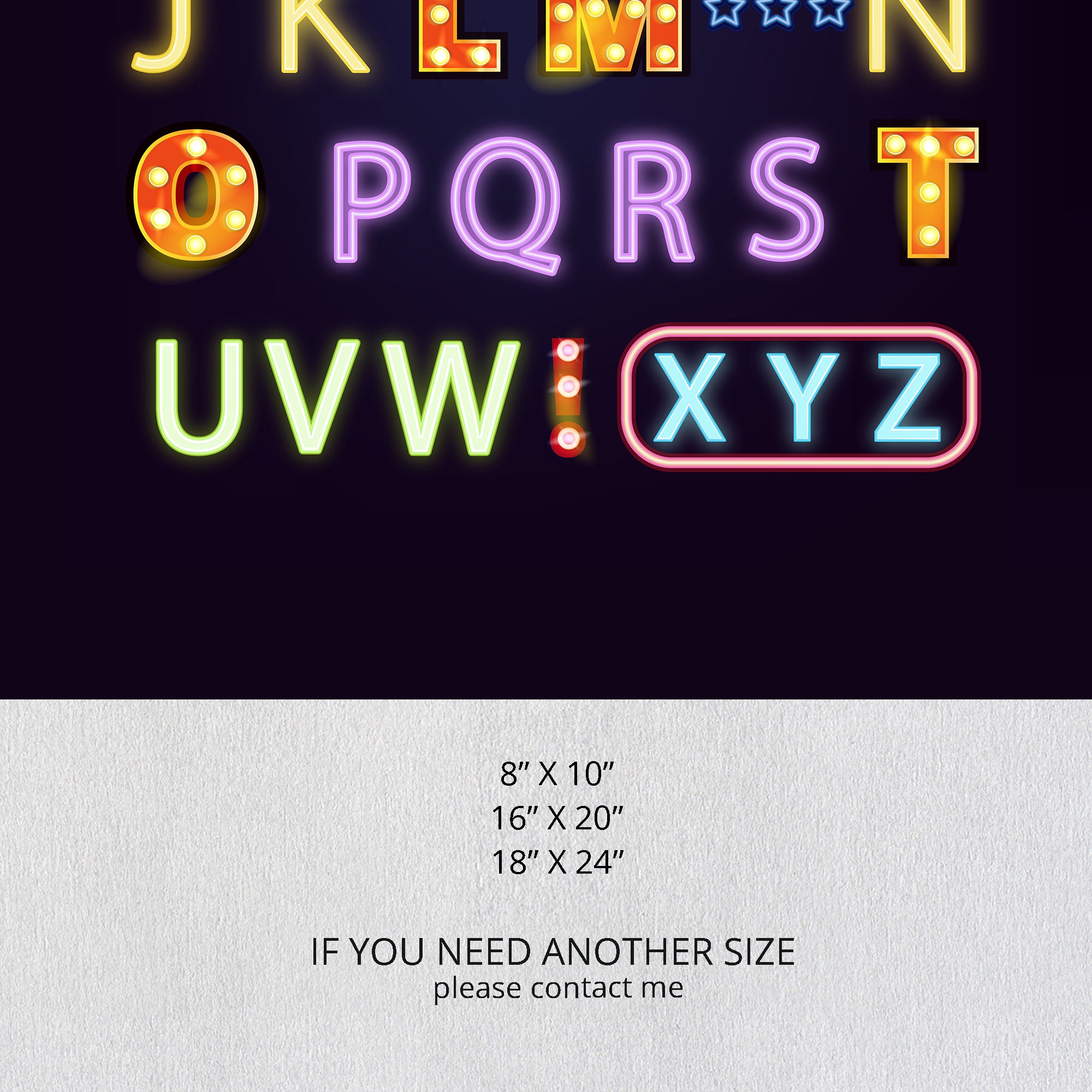 Neon Alphabet Printable Neon Light Font ABC Poster - Etsy Canada