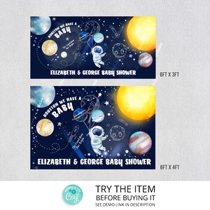 Editable Outer Space Backdrop Banner Template | Personalized Baby ...
