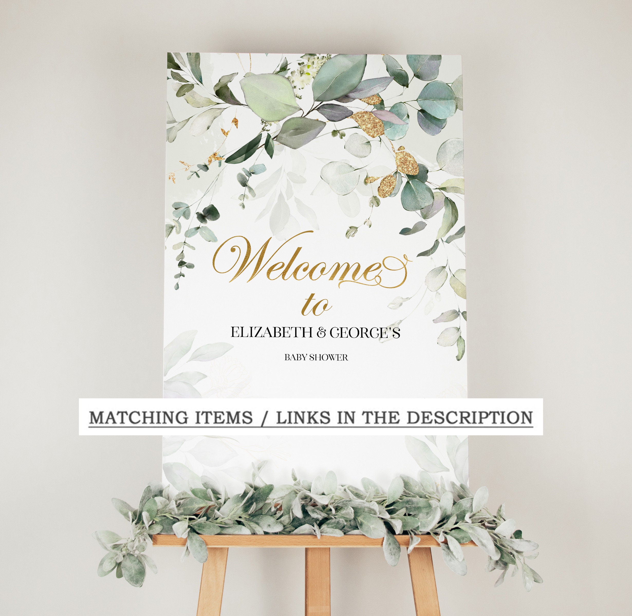 Greenery Boho Eucalyptus Baby Shower Editable Backdrop Banner - Etsy