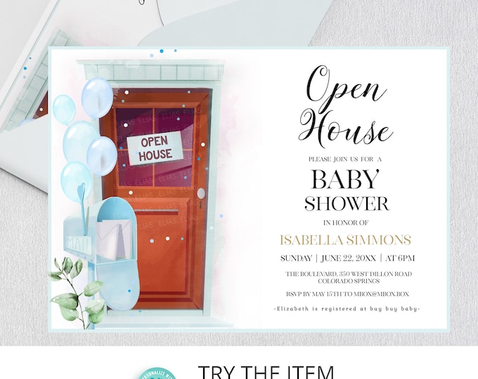 Open House Baby Shower Invitation Template Baby Boy Come and - Etsy