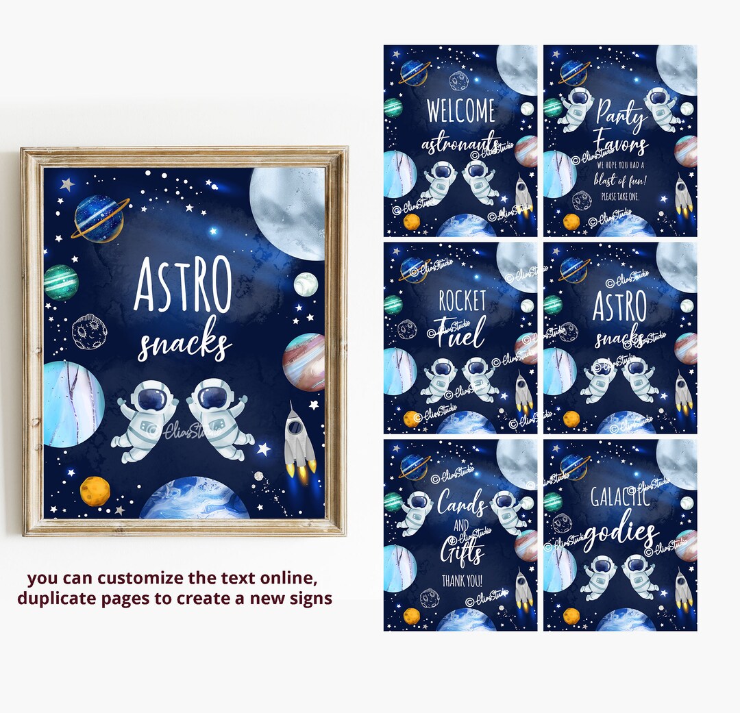 Twins Birthday, Sign Bundle, Outer Space Birthday Sign Set, First Trip ...