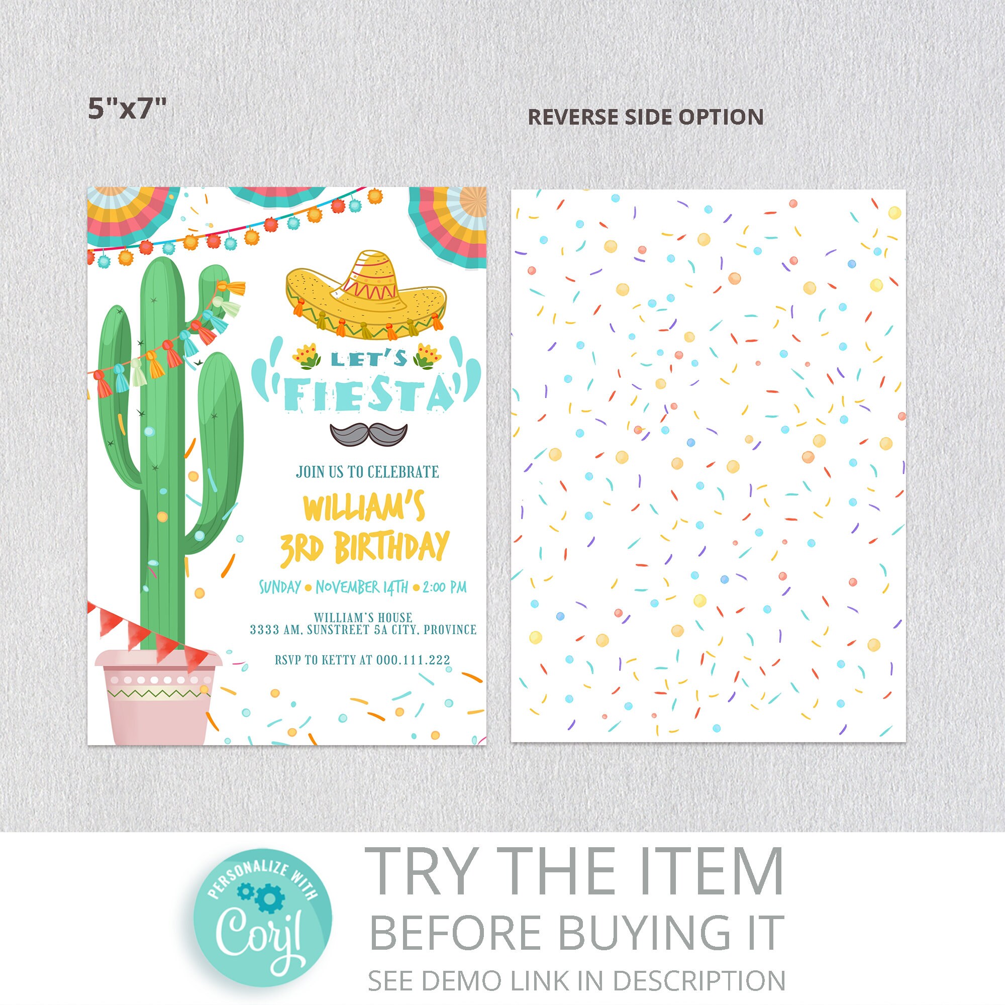 Editable Fiesta Birthday Invitation Template Birthday Fiesta | Etsy