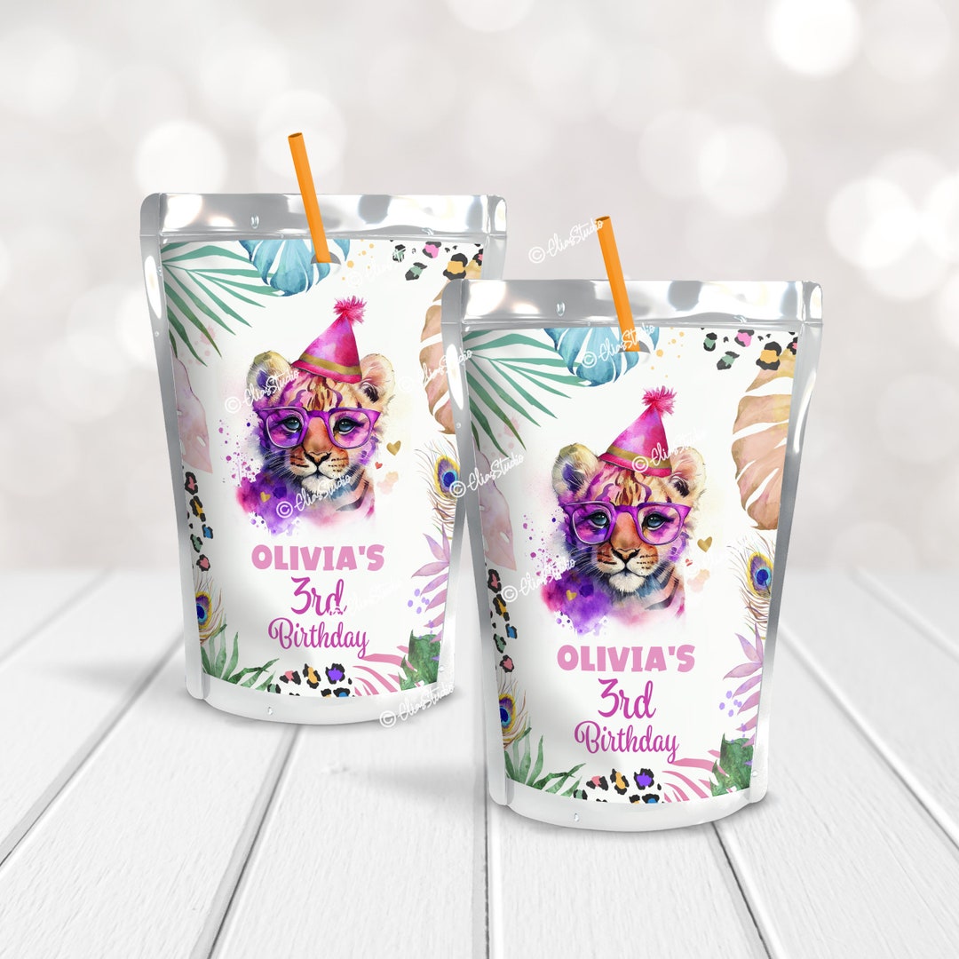 Editable Calling All Party Animals Juice Box Label Safari Birthday Wild ...