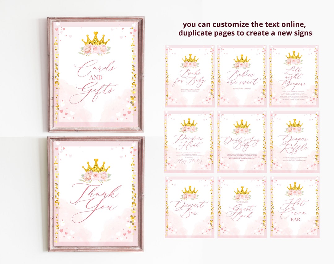 Little Princess is on Her Way Baby Shower Sign Bundle Baby Shower ...