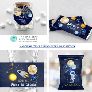 Editable Outer Space Favor Tags Silver Collection Space Birthday Thank ...