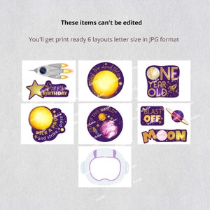 Space Photo Booth Props Printable, First Trip Around the Sun Photo ...