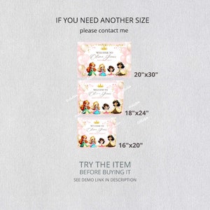 Editable Little Princess Birthday Welcome Sign Princesses Party Welcome ...