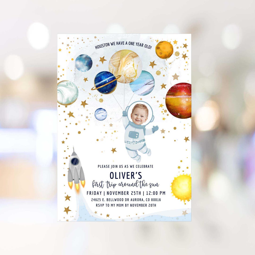 Editable Space Birthday Invitation Personalized With Your Photo DIGITAL ...