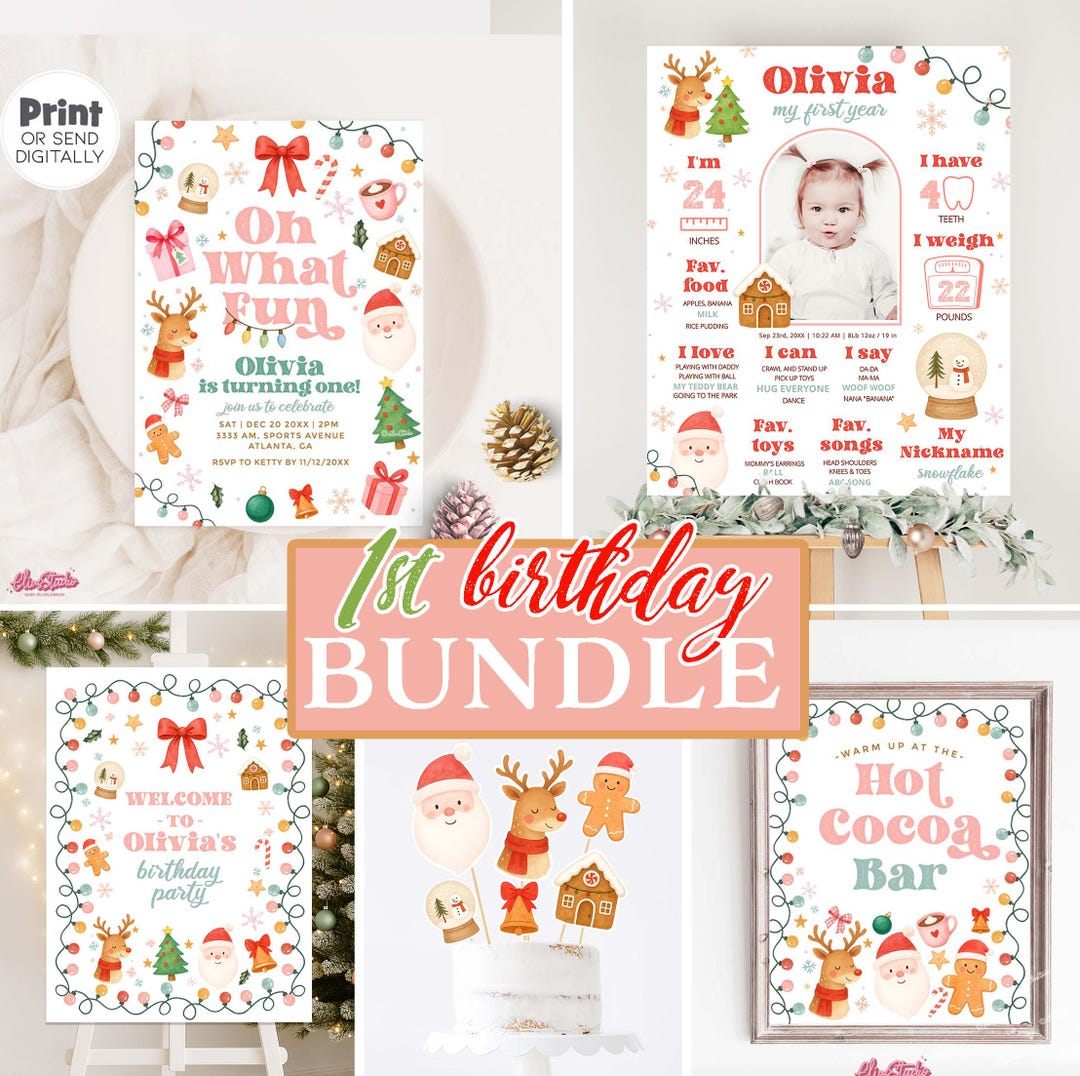 Christmas 1st Birthday Bundle Oh What Fun It's to Be a One. Perfect for ...