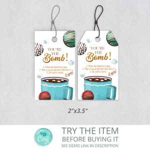 Editable Hot Chocolate Bomb Tags Hot Cocoa Bomb Instructions - Etsy