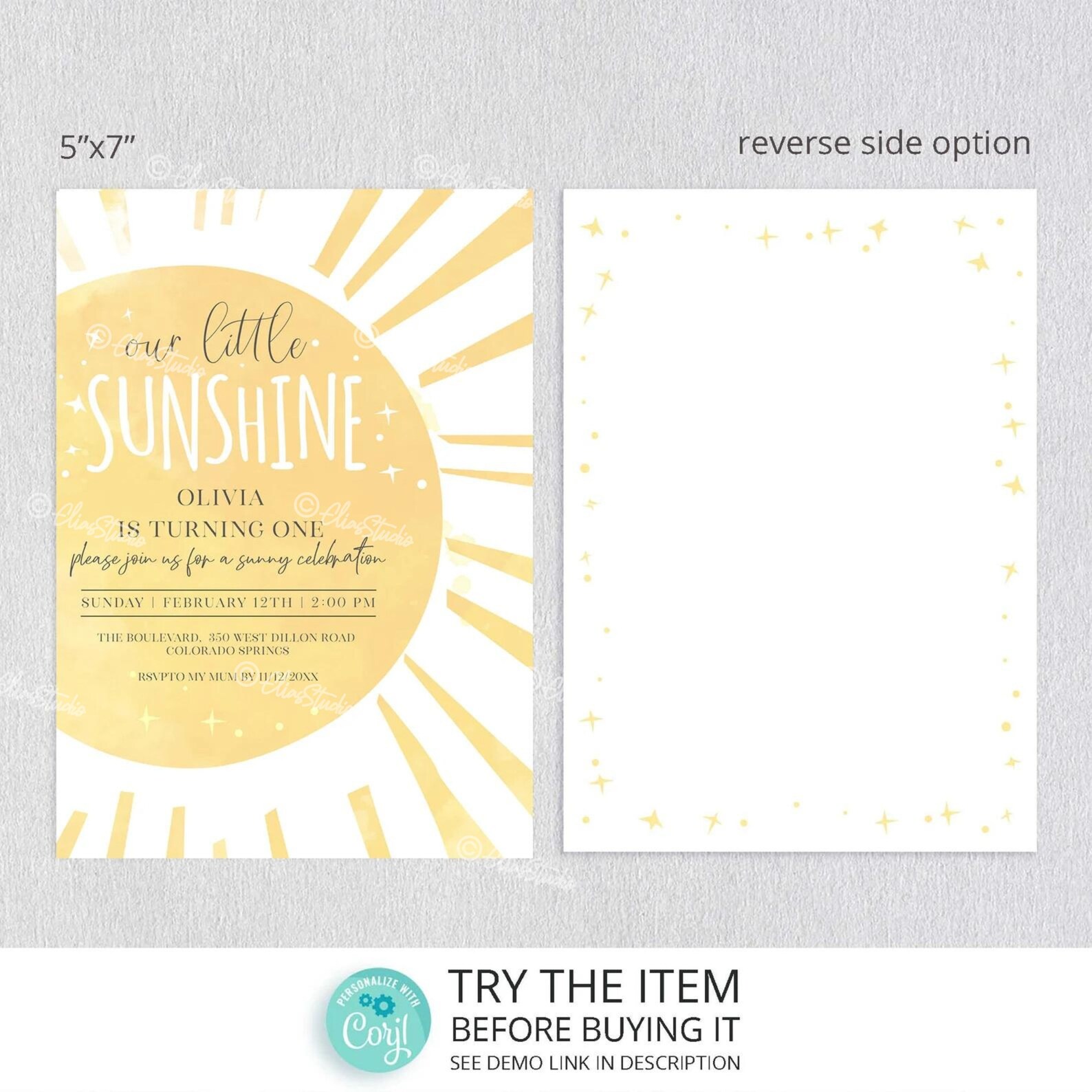 Editable Sunshine Birthday Invitation Template, Our Little Sunshine ...
