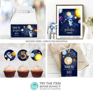 Editable Outer Space Favor Tag Space Birthday Thank You Tags, First ...