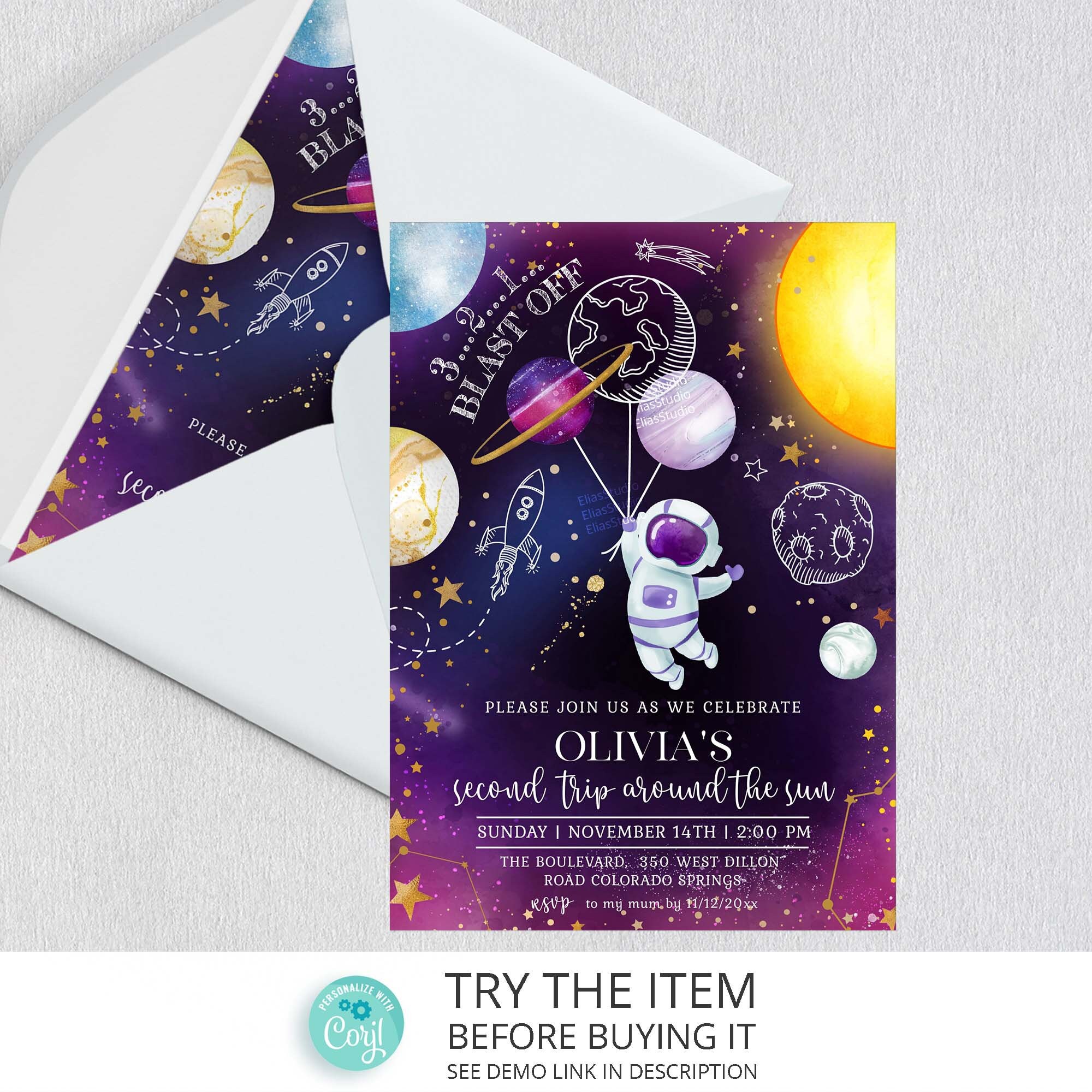 Outer Space Birthday Party Invitation First Trip Around the | Etsy