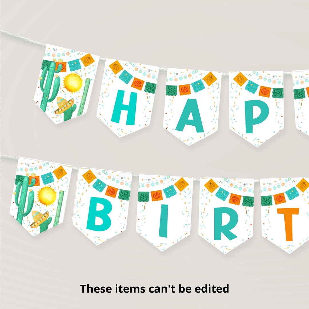 Happy Birthday Bunting Banner Printable Instant Download, Fiesta ...