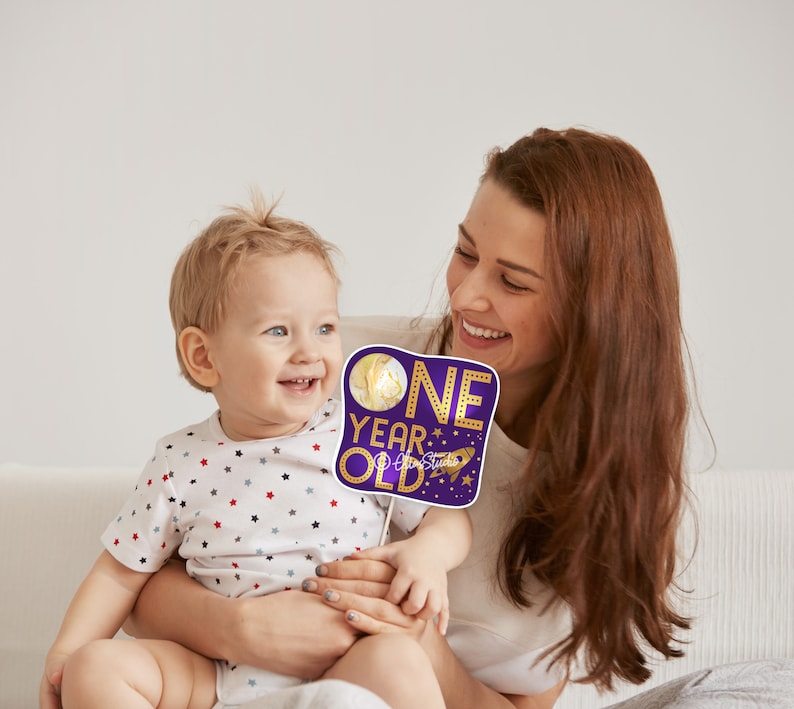 Space Photo Booth Props Printable, First Trip Around the Sun Photo ...