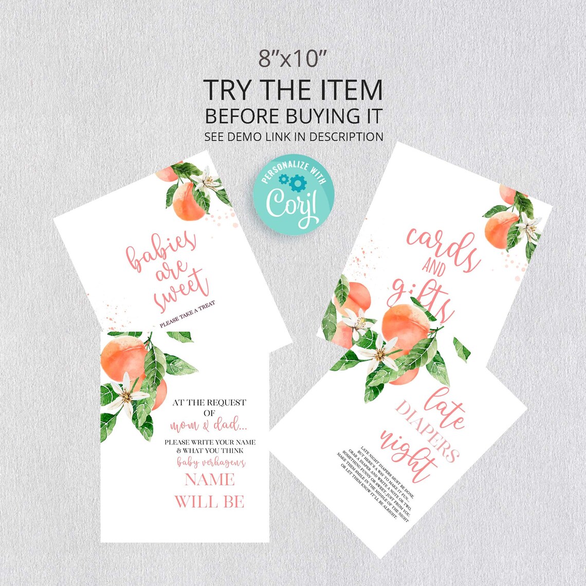 Editable Peach Baby Shower Sign Bundle Sweet as a Peach Baby - Etsy