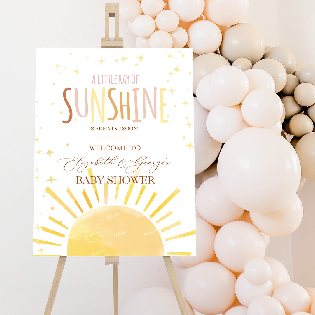 Sunshine Baby Shower Welcome Sign Editable, A Little Ray of Sunshine ...