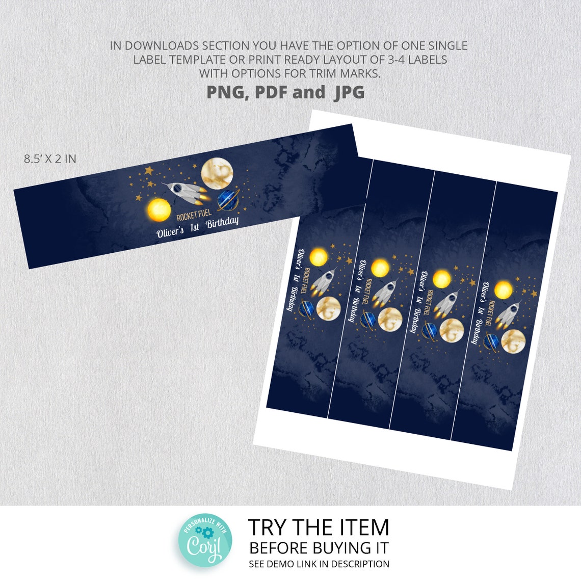Editable Outer Space Water Bottle Labels • Galaxy Party Decorations ...