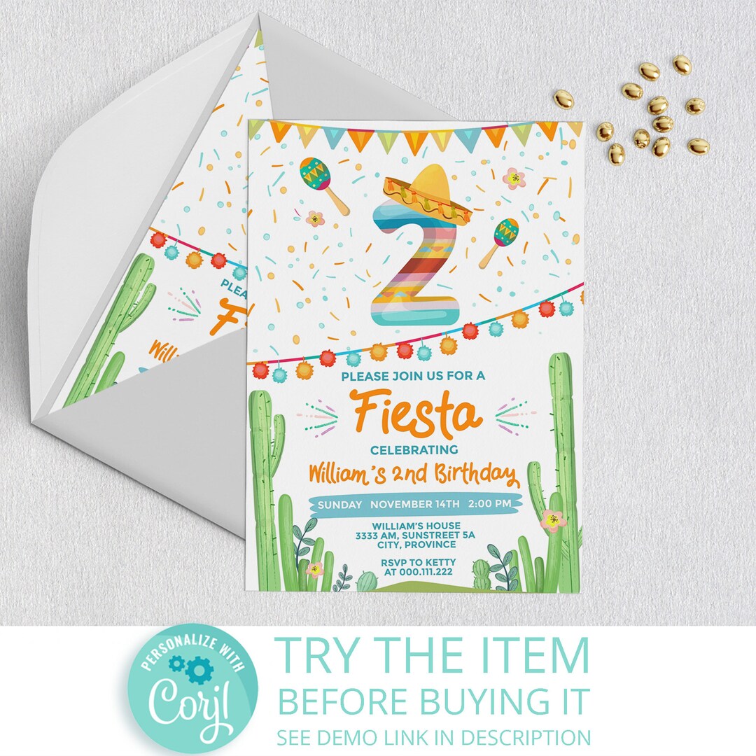 Second Birthday Boy Fiesta Invitation. 2nd Birthday Boy Fiesta Birthday ...
