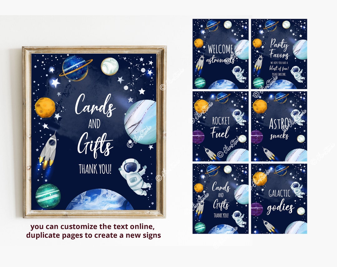 Outer Space Birthday Sign Set, First Trip Around the Sun Birthday Boy ...